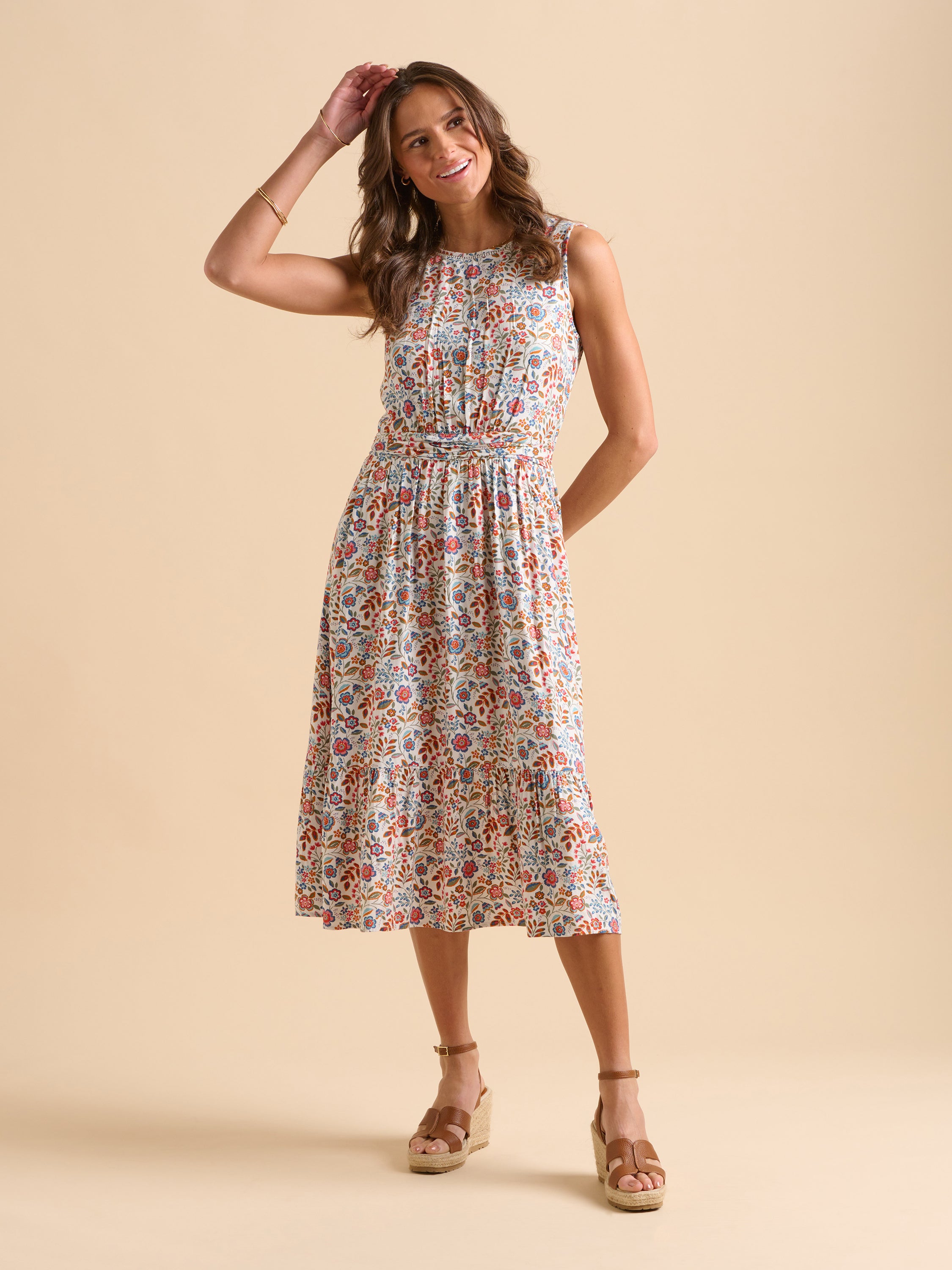 Womens Multi Secret Garden Midi Dress | Brakeburn