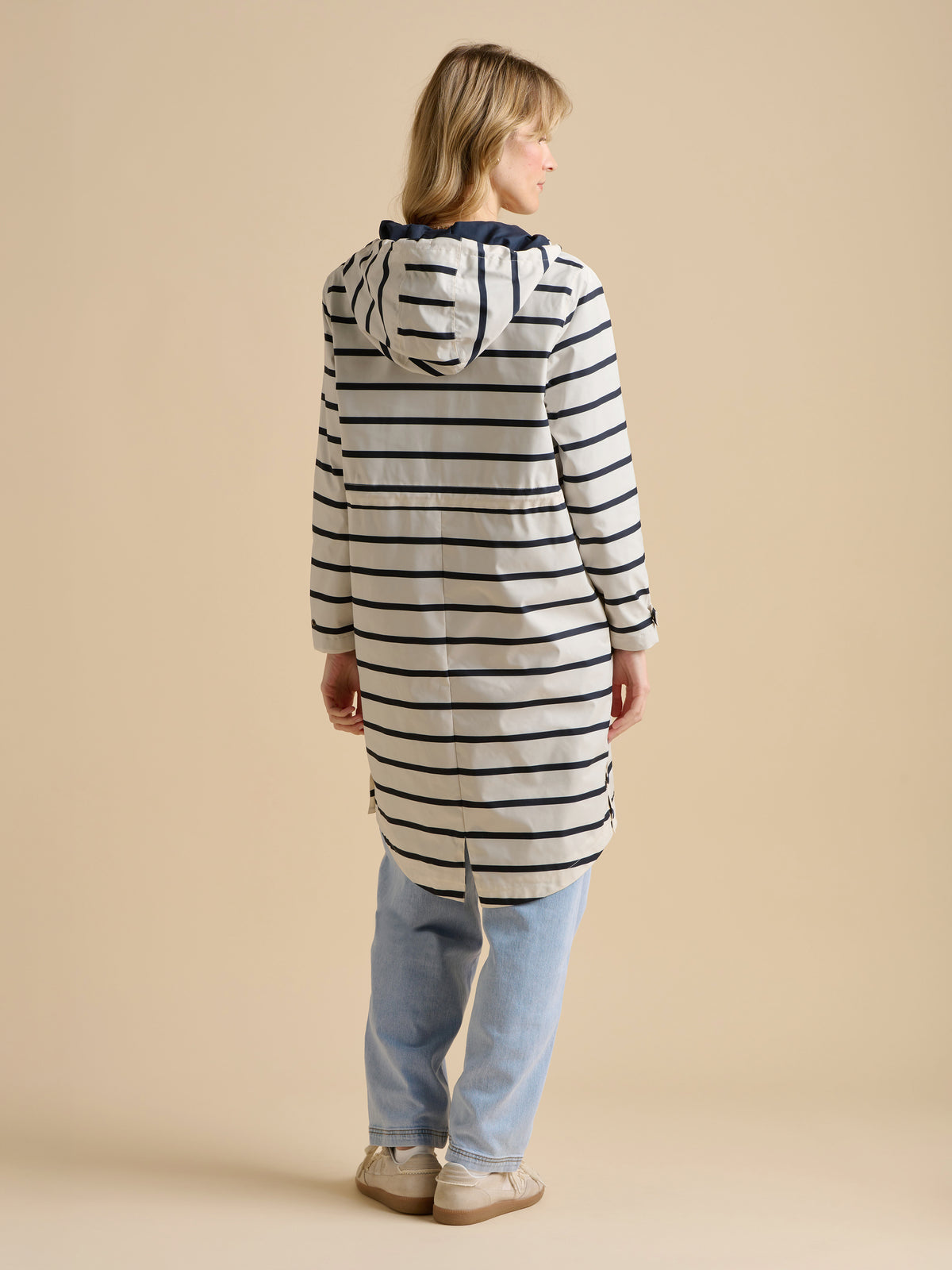 Womens Cream Stripe Rain Jacket | Brakeburn