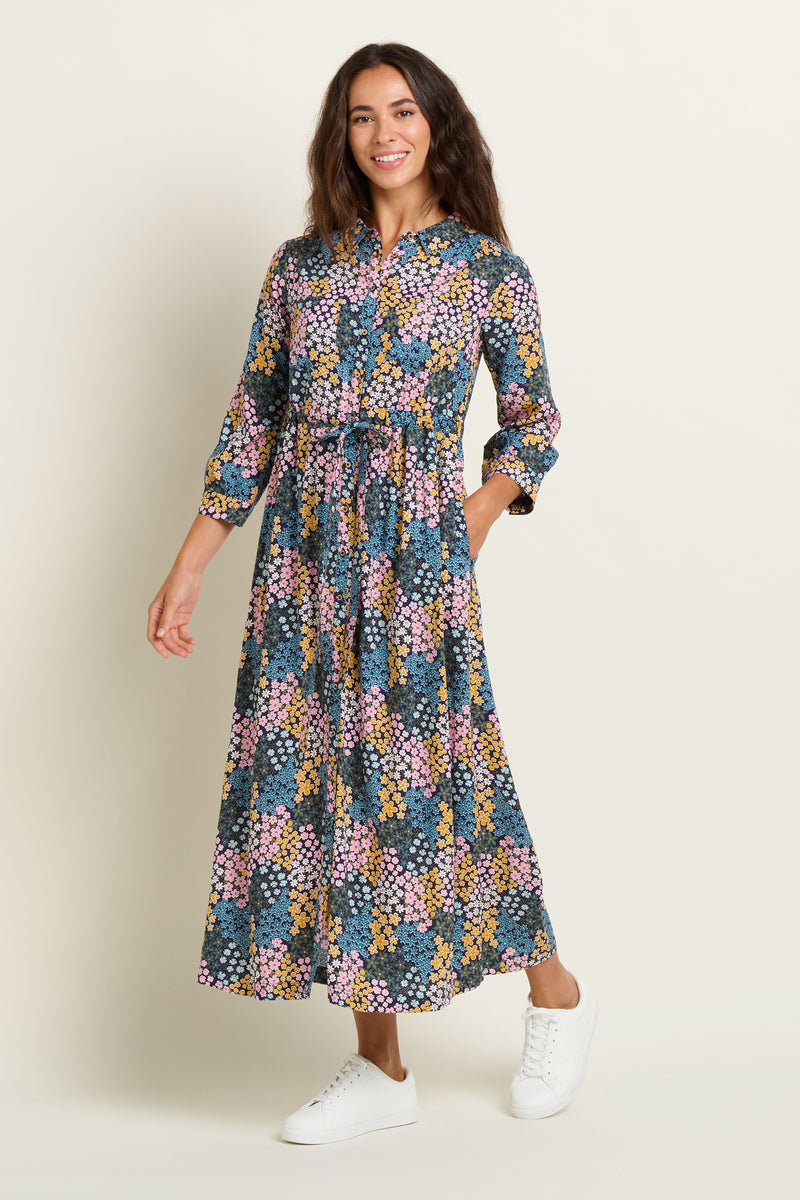 Women's Multicoloured Wildflower Meadow Shirt Dress | Brakeburn
