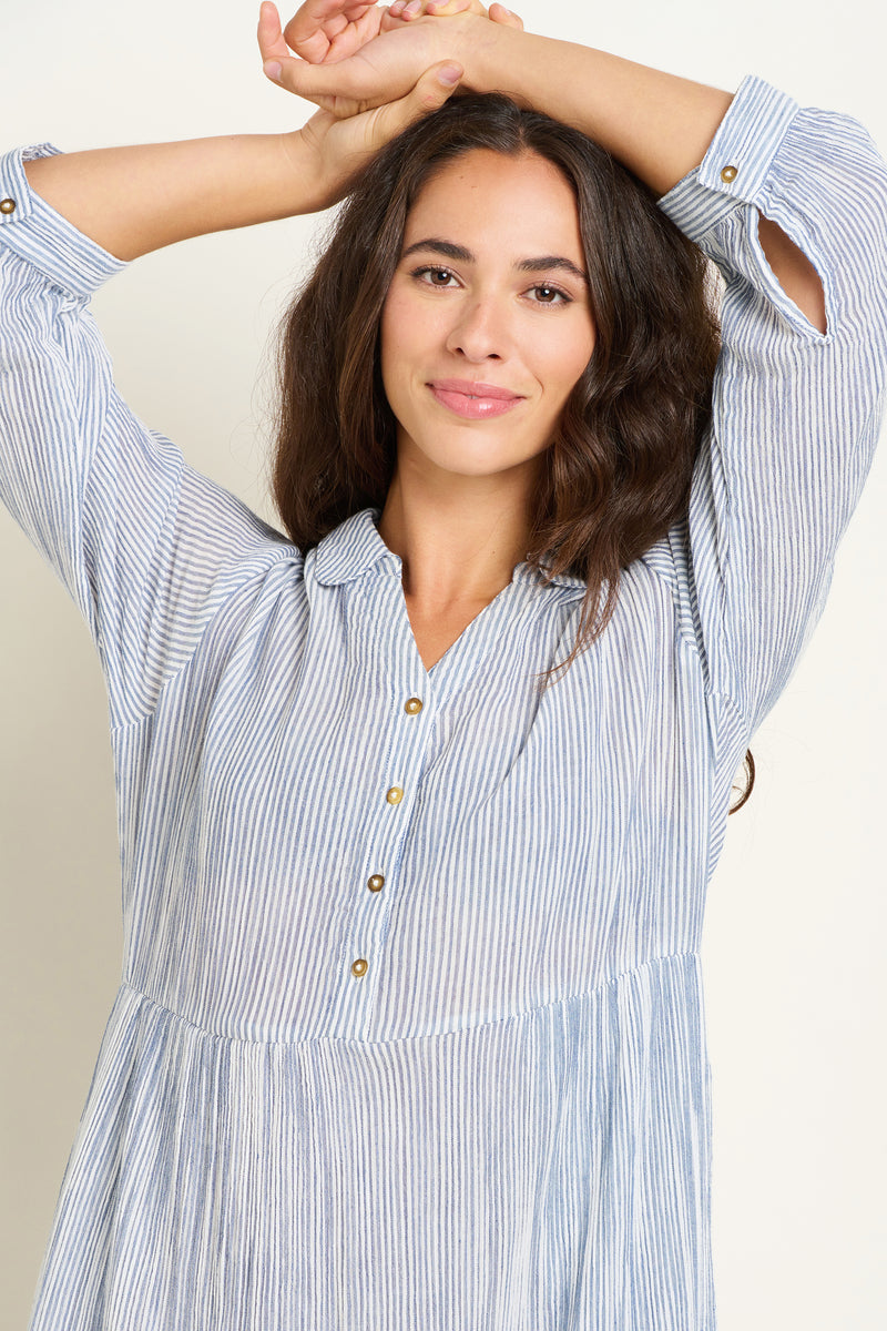 Women's Navy Stripe Erica Maxi Dress | Brakeburn