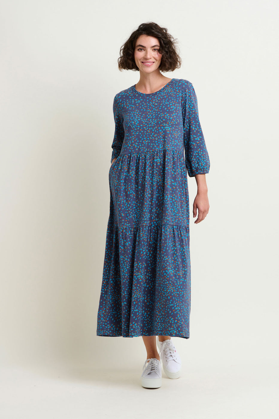 Blue Abstract Spot Maxi Dress | Brakeburn