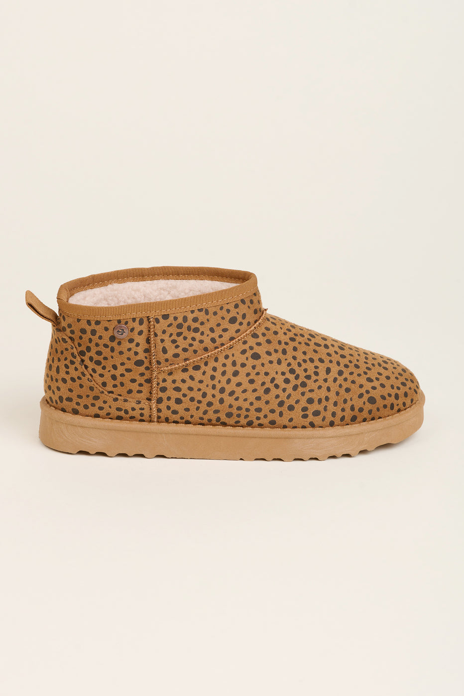 Women's Brown Leopard Spot Faux Suede Slipper Boots | Brakeburn