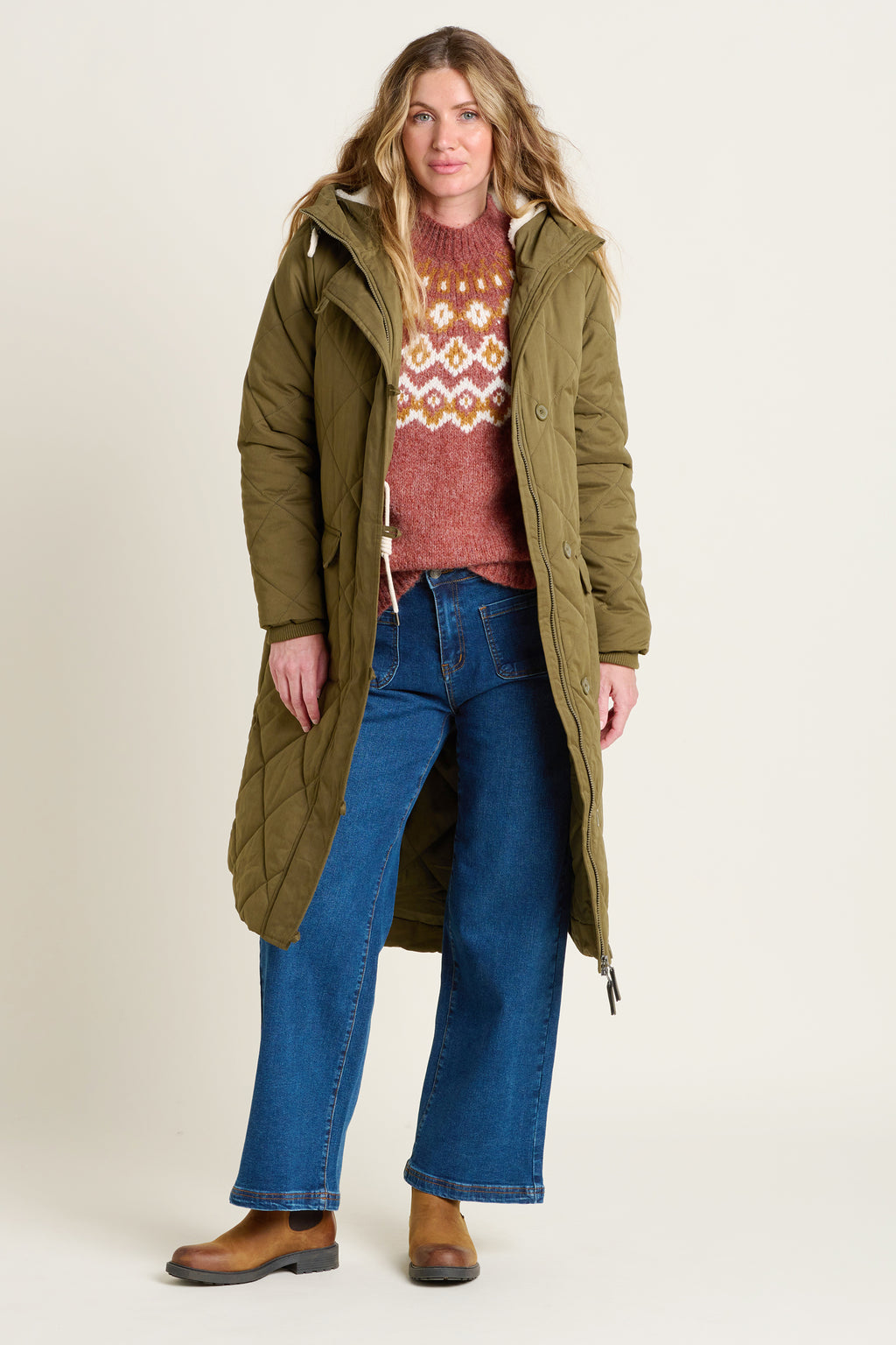 Women's Khaki Bradstock Hooded Parka Jacket | Brakeburn