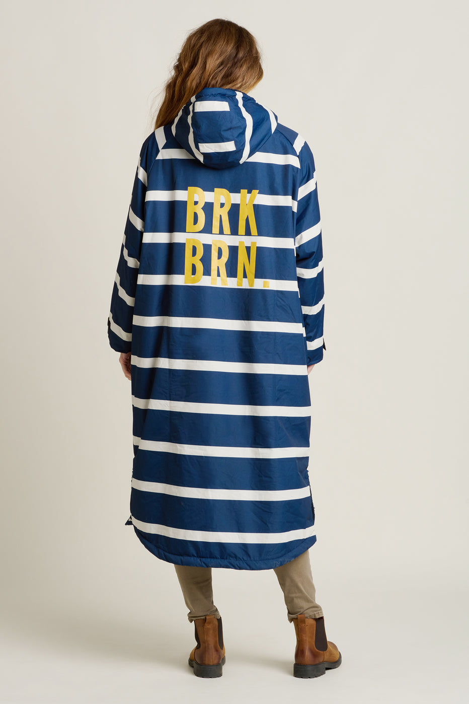 Women's Navy Nautical Stripe Chinook Changing Robe | Brakeburn