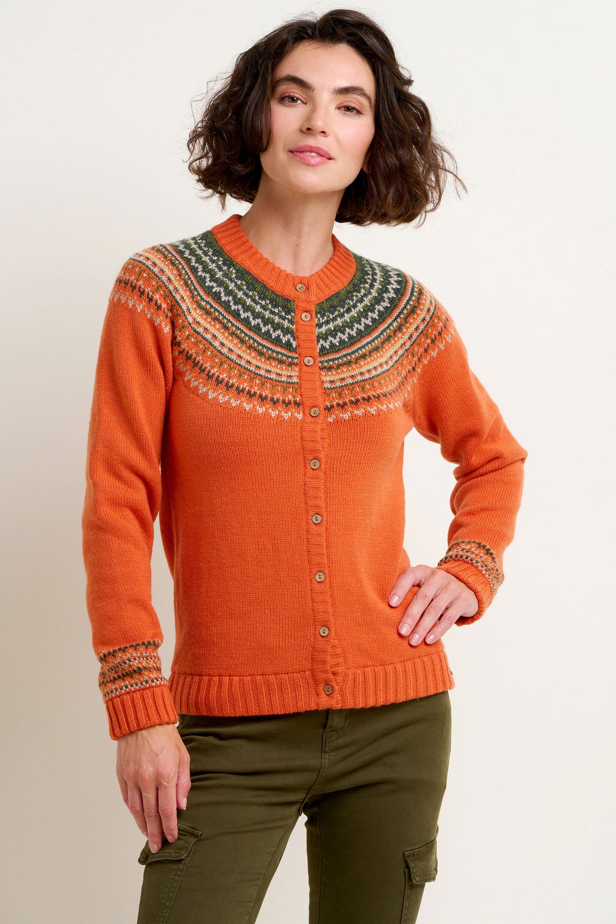 Orange Classic Fairisle Women's Cardigan | Brakeburn