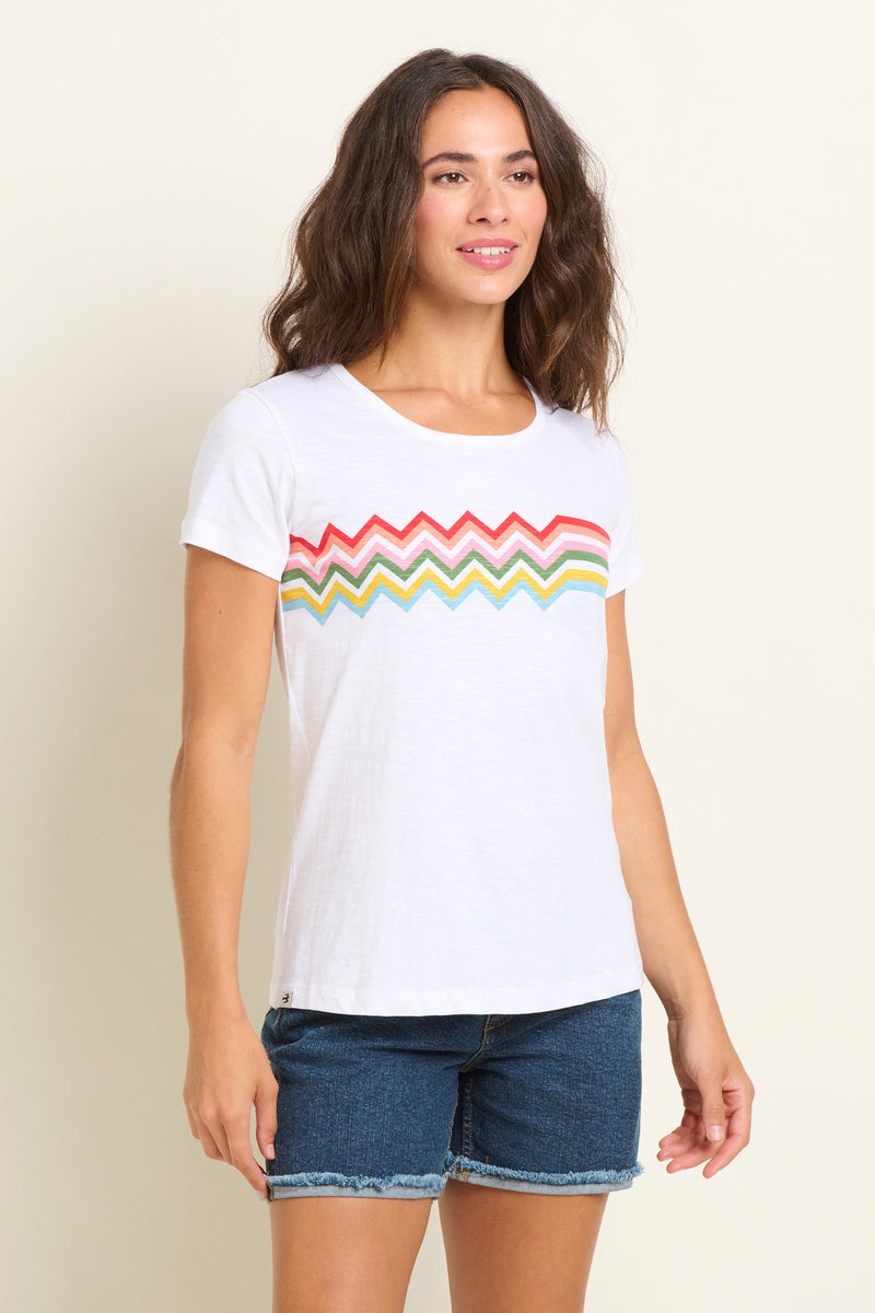 Women's White Retro Wave T-Shirt | Brakeburn