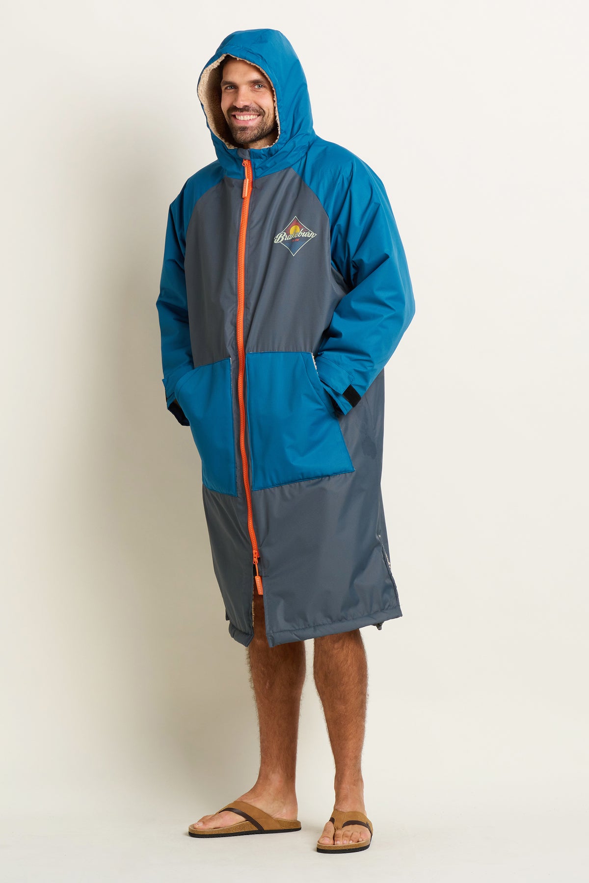Men's Blue Colour Block Changing Robe | Brakeburn