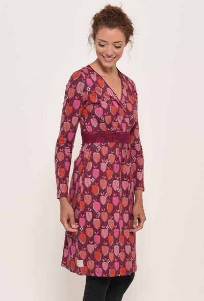 Women's Acorn Print Wrap Dress In Pink and Peach | Brakeburn