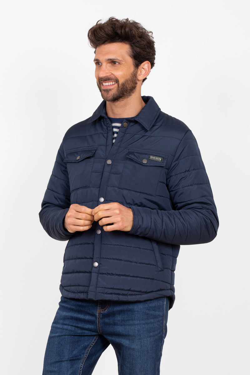 Men's Navy Quilted Shacket | Brakeburn
